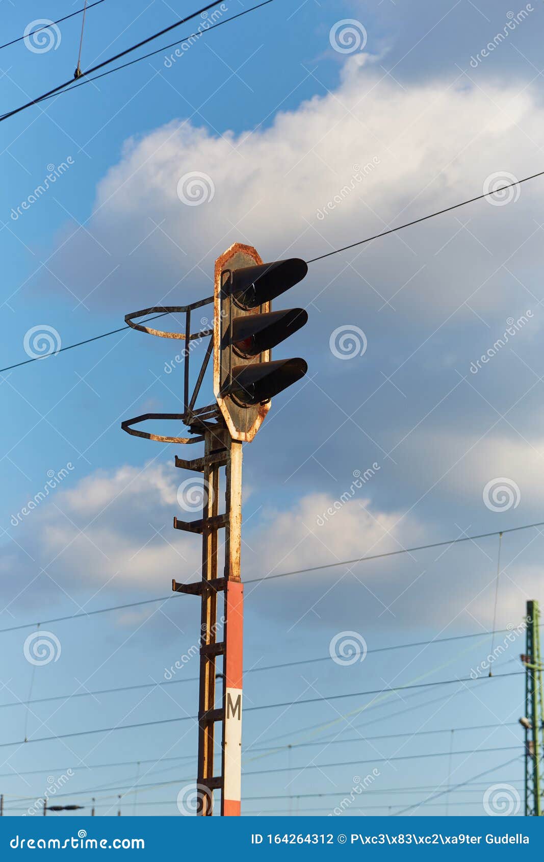 Railway Signal Light on a Rusty Post Stock Photo - Image of ...
