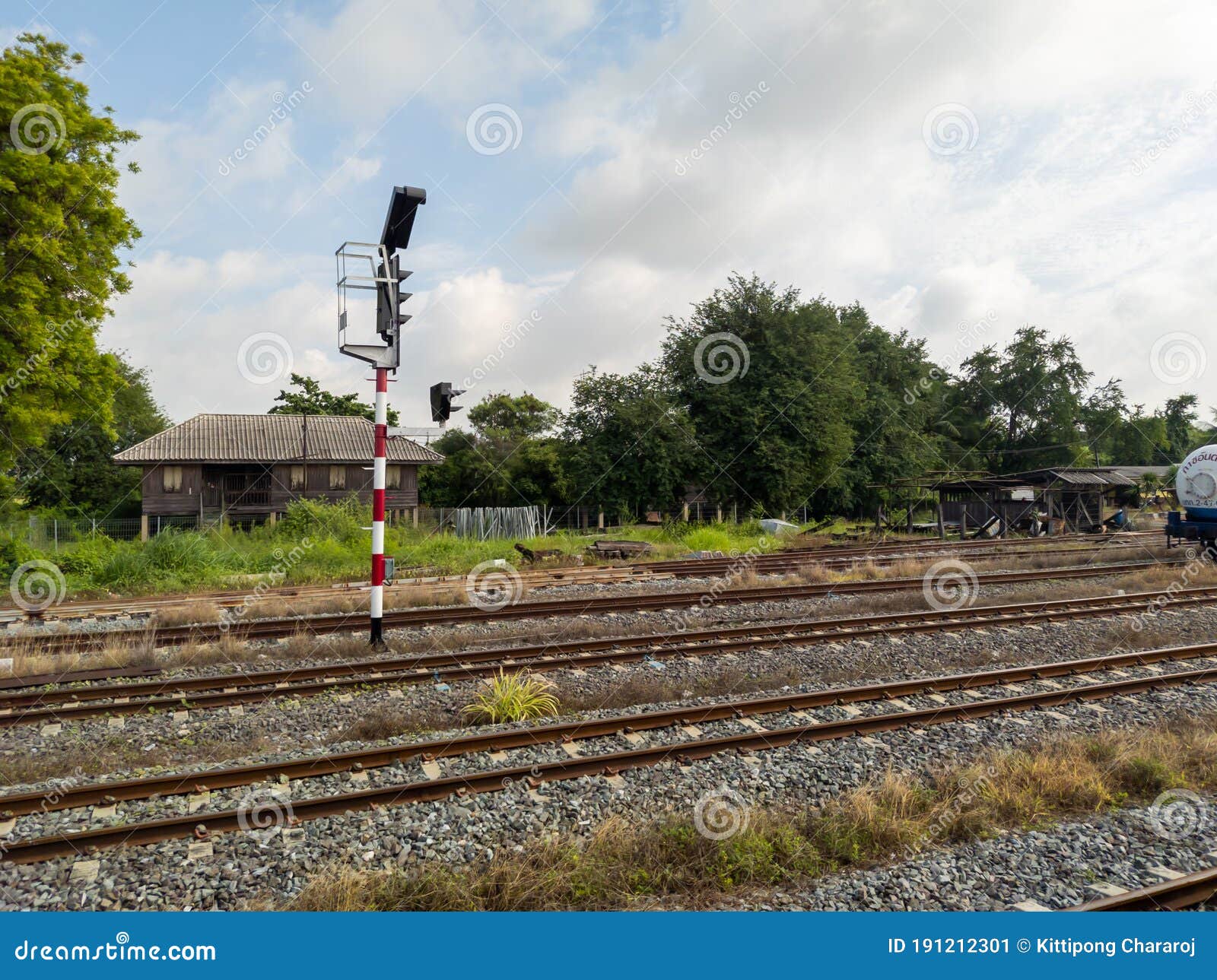 The Railway and Railway Signal Poles Stock Image - Image of street ...