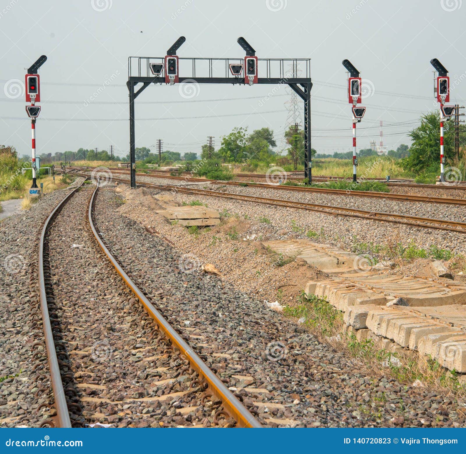 The Railway Signalling Poles and Light Stock Image - Image of junction ...