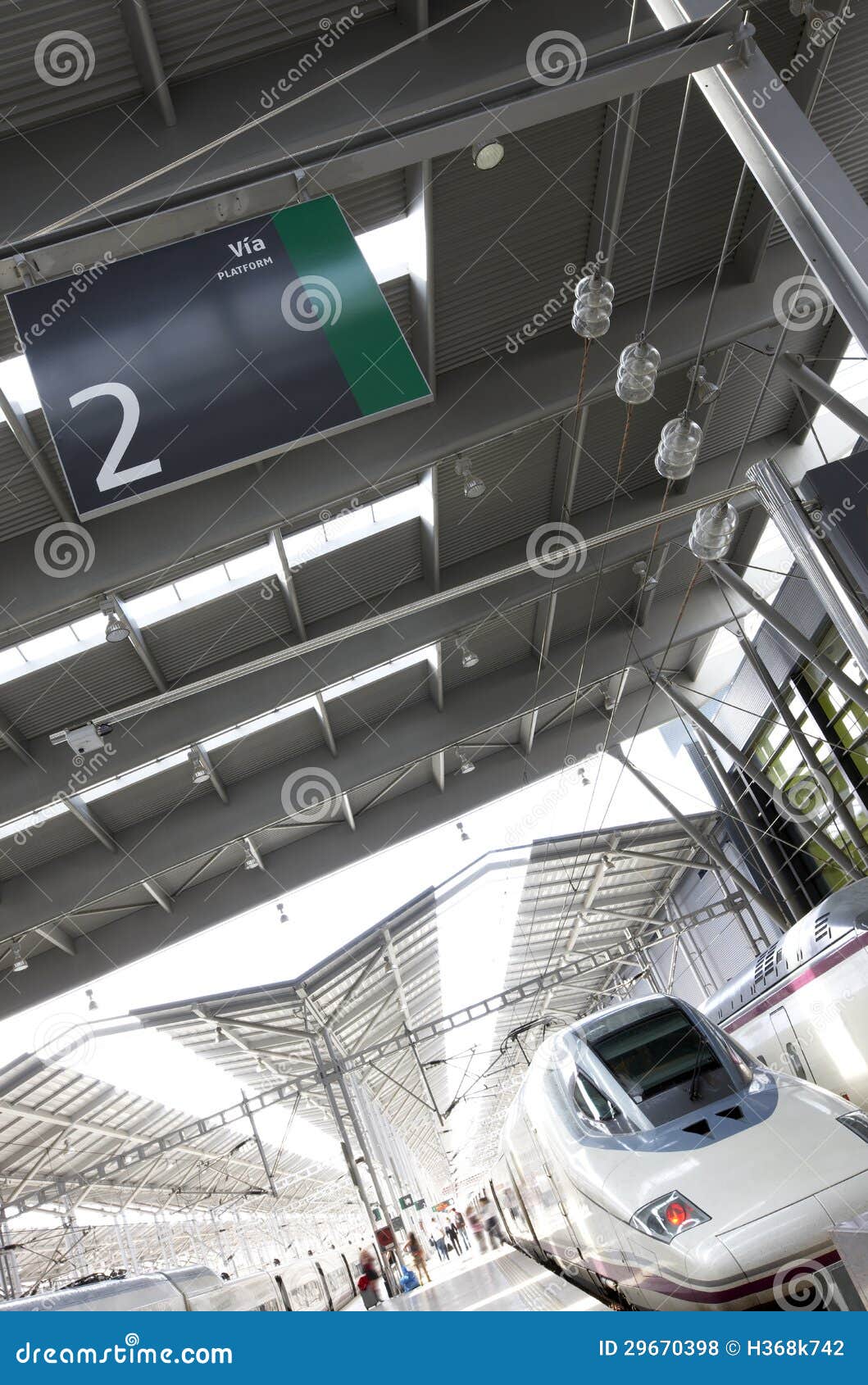 Railway Signpost Platform 2 with High-speed Train Stock Photo - Image ...