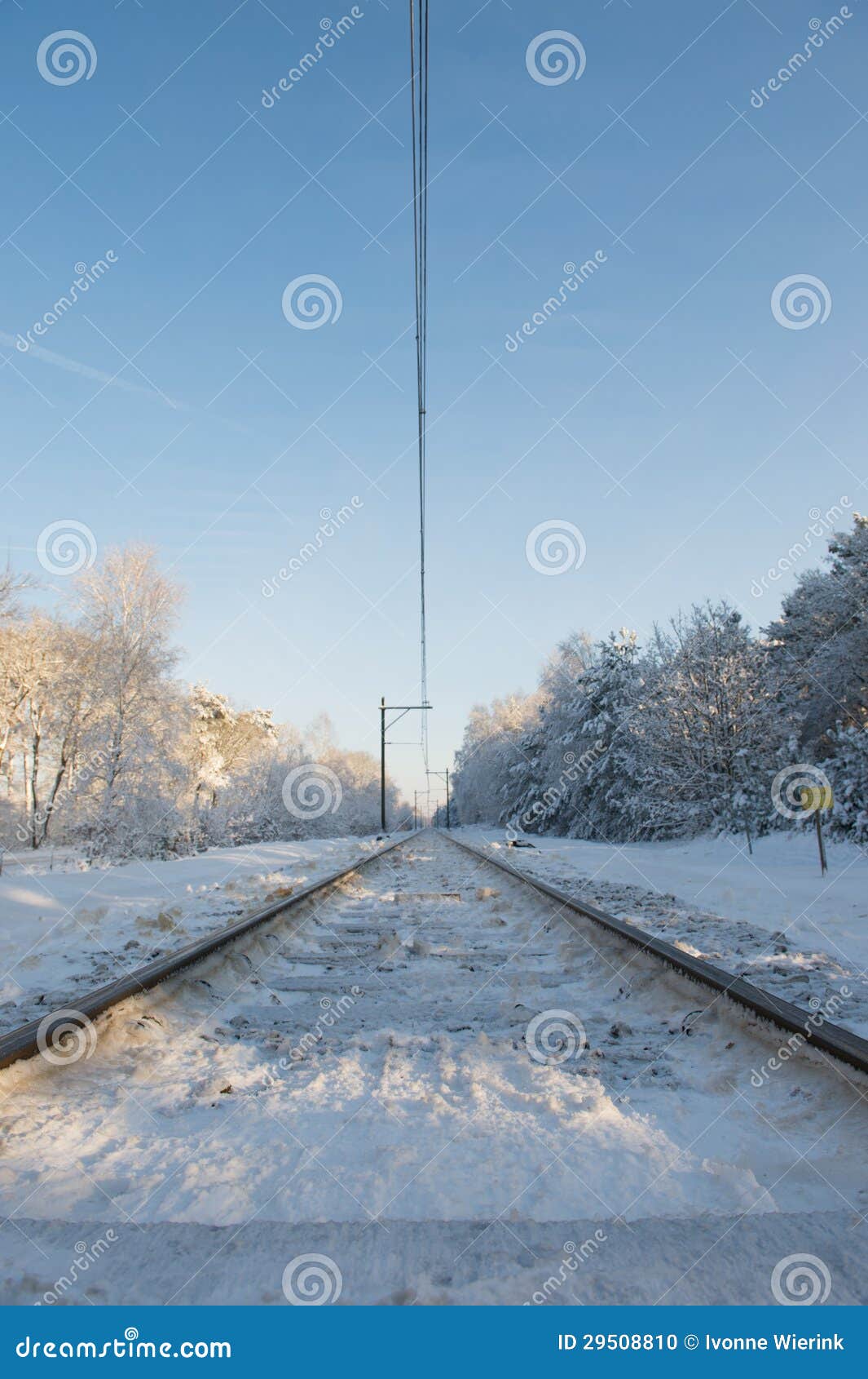 Railway in snow stock photo. Image of cold, catenary - 29508810