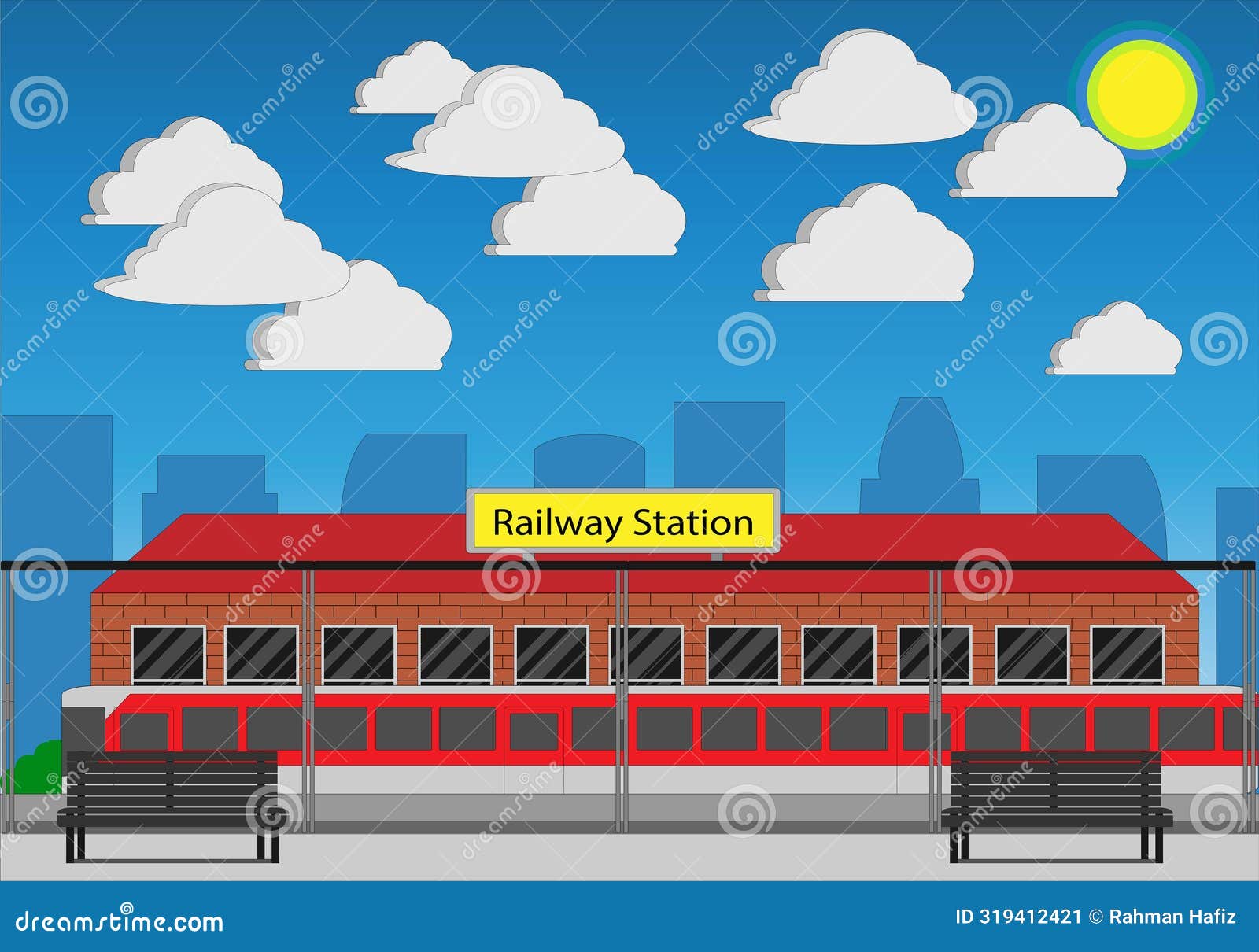 Railway Station Illusration Stock Vector - Illustration of ...