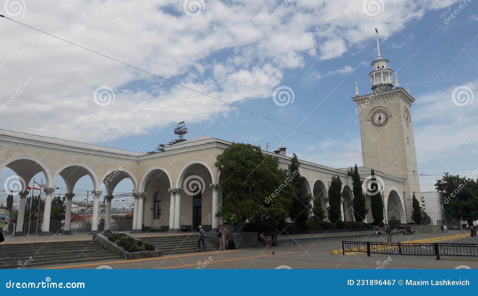 Railway Station Arch Building with Tower Editorial Photography - Image ...