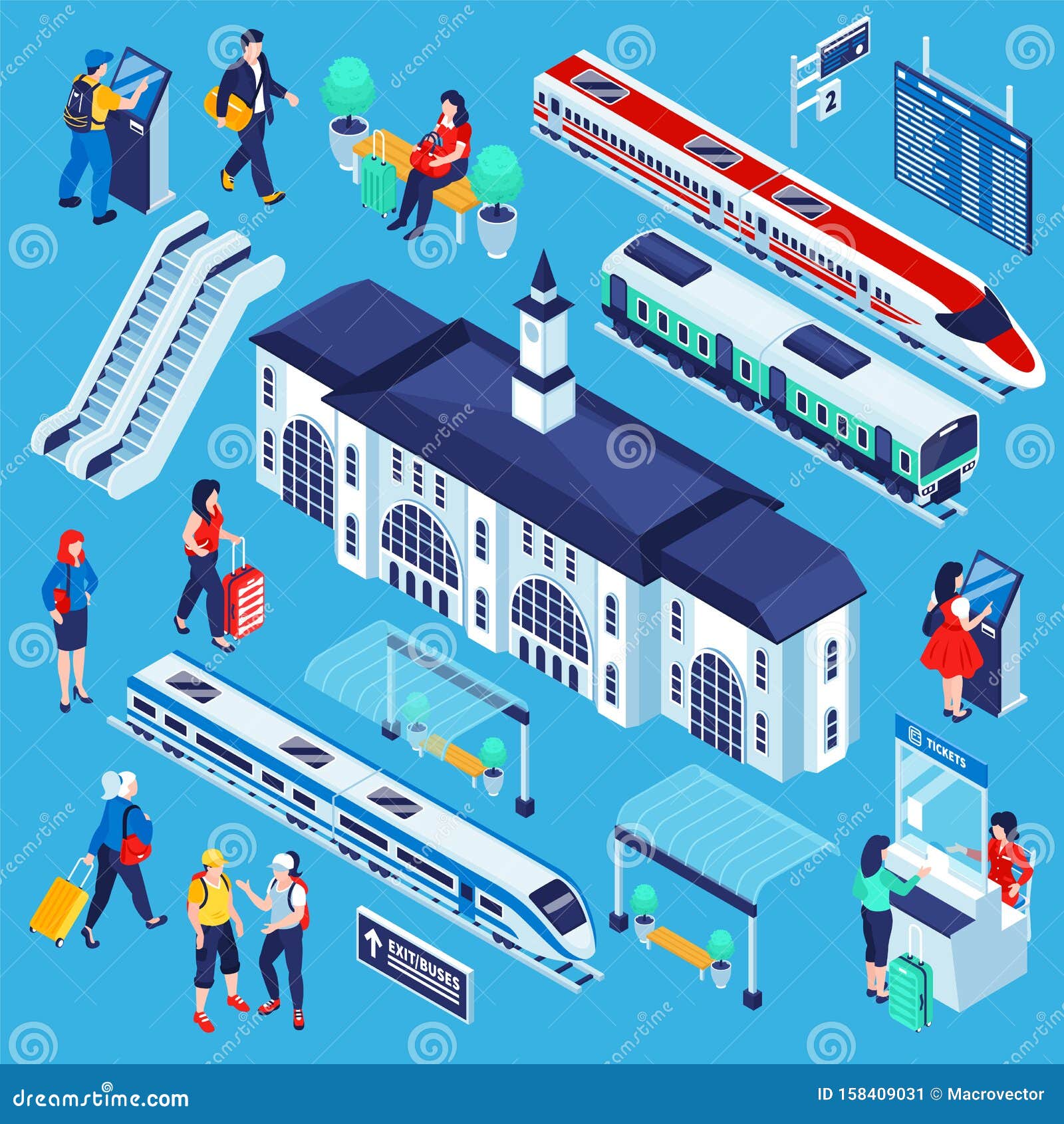 Railway Station Constructor Set Stock Vector - Illustration of city ... Railway Station Constructor Set Stock Vector - Illustration of city ...