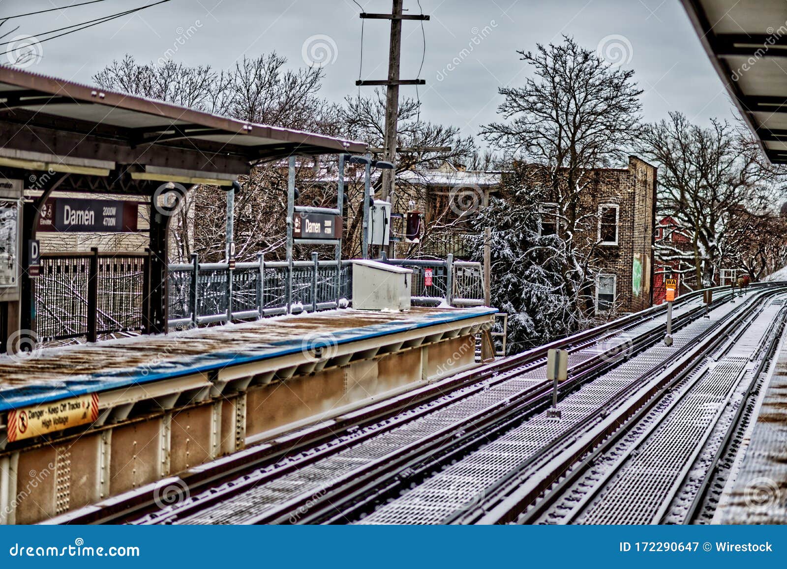 Railway Station Covered with Snow in Chicago Stock Image - Image of ...