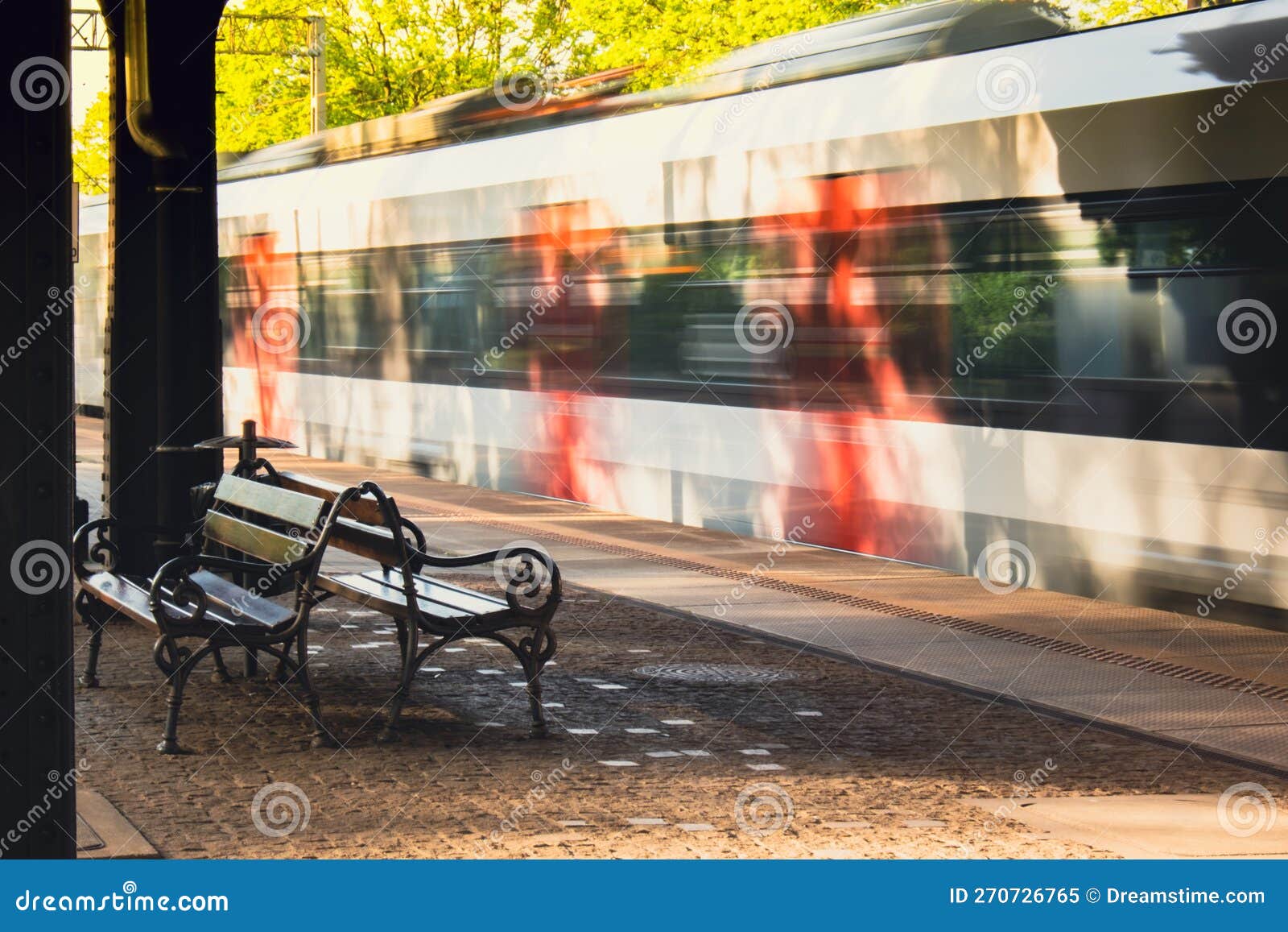 Railway Station with Empty Bench. the Way Forward Railway for Train ...