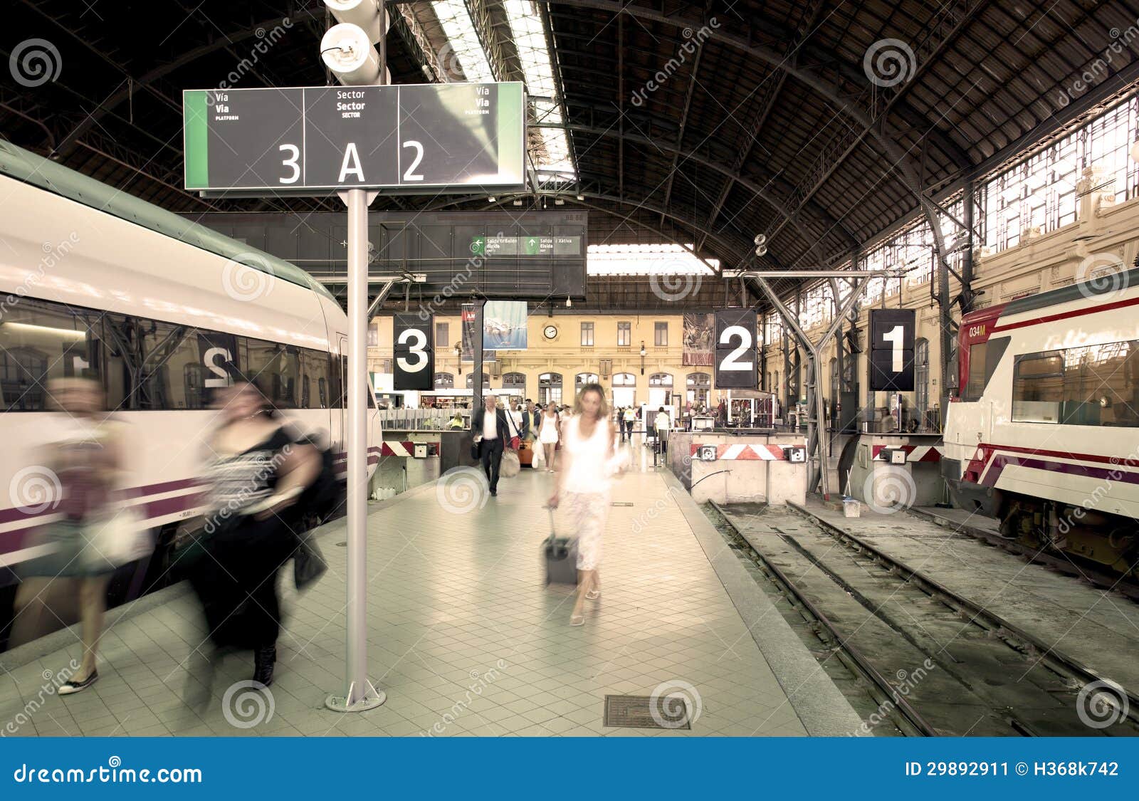 Railway Station with Exits and Arrivals Platforms Stock Image - Image ...