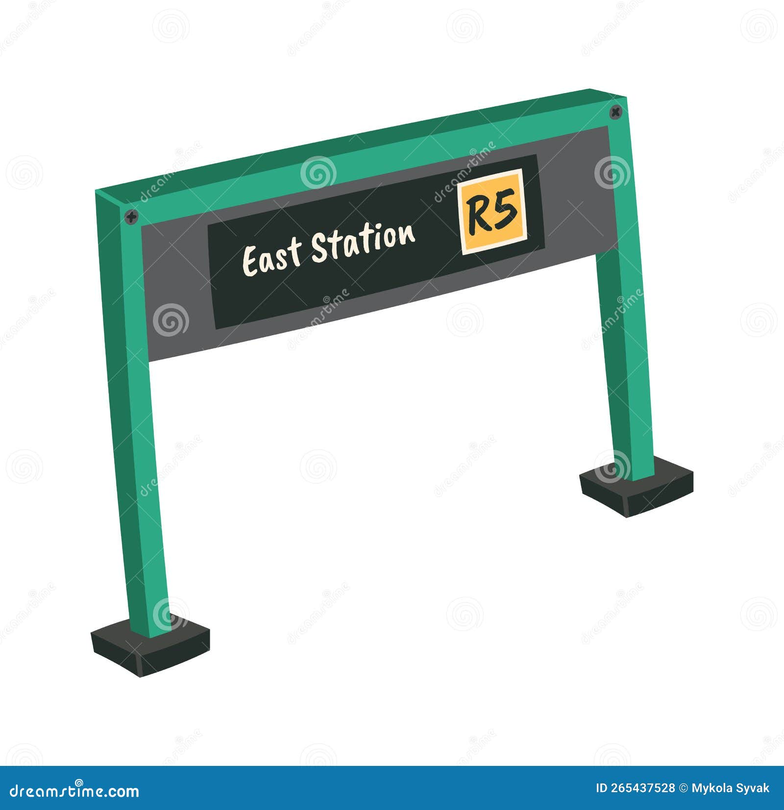 Railway Station Gate Flat Icon Signboard Stock Vector - Illustration of ...