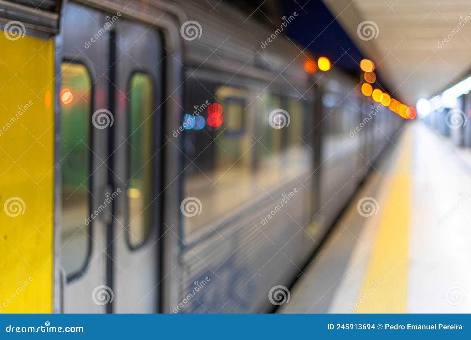 Railway Station with Left Side Train Carriages and in -depth Corridor ...