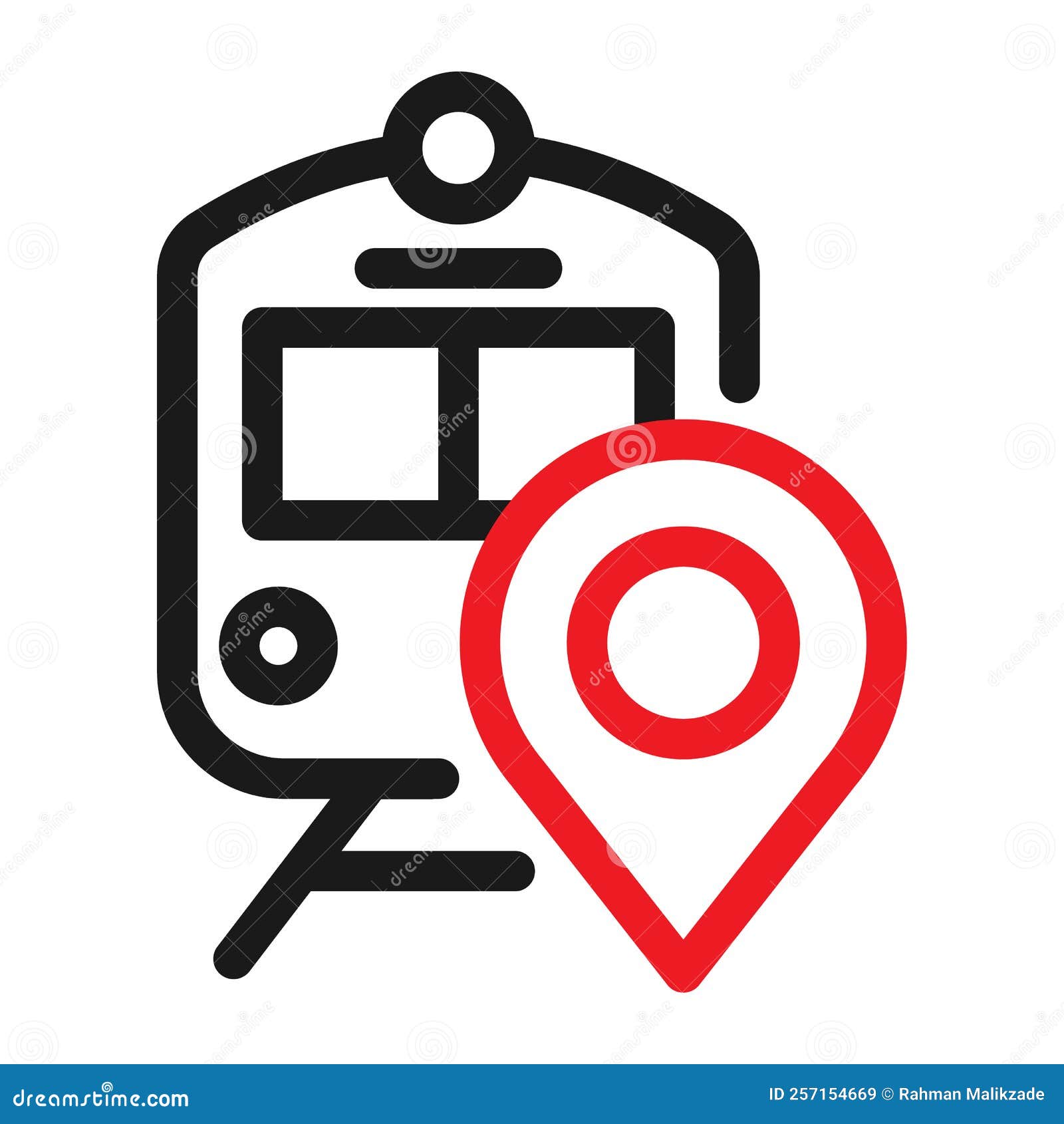 Railway Station Map Pointer, Line Icon. Map Pointer with Train Vector Illustration Stock Vector ...