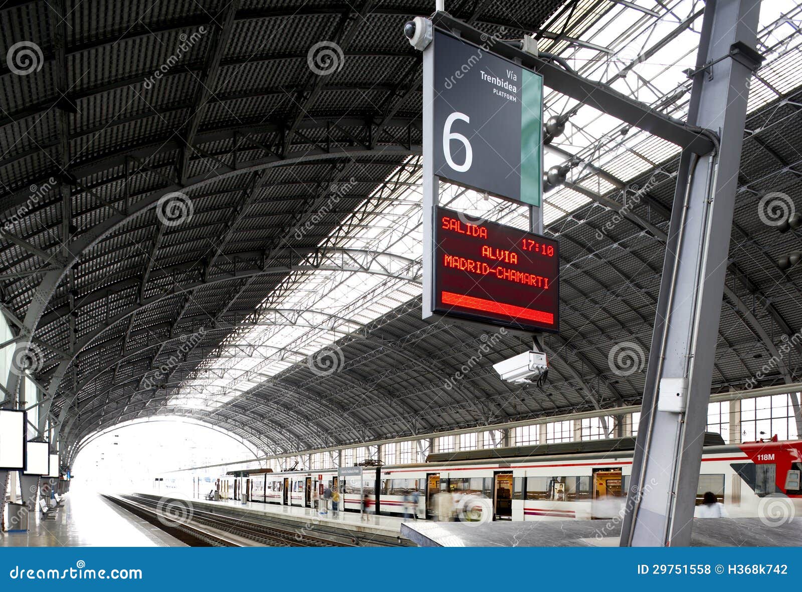 Railway Station with Panel Information Stock Photo - Image of modern ...