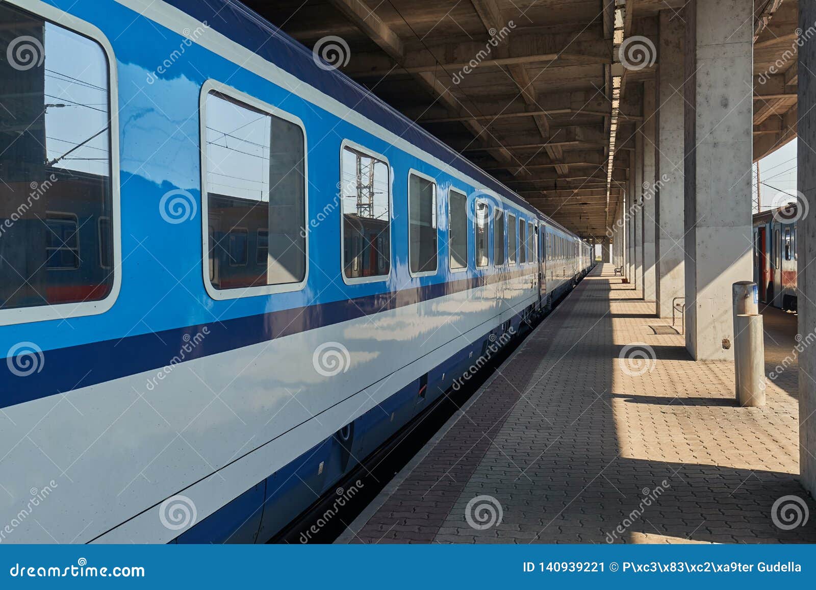 Railway Station with Passanger Train Stock Image - Image of mass ...