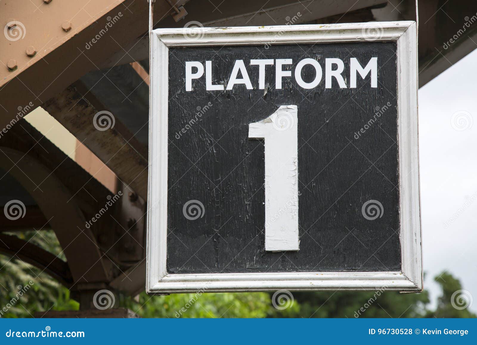 Railway Station Platform Sign Stock Photo - Image of transport, railway ...