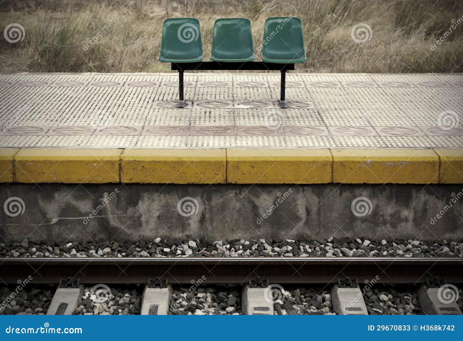 Railway Station with Platforms and Seats Stock Image - Image of station ...