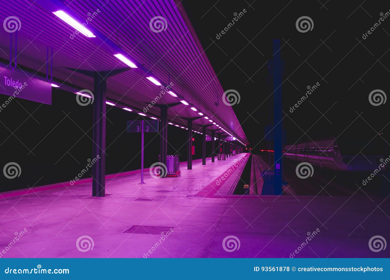 Railway Station In Purple Lighting Picture. Image: 93561878