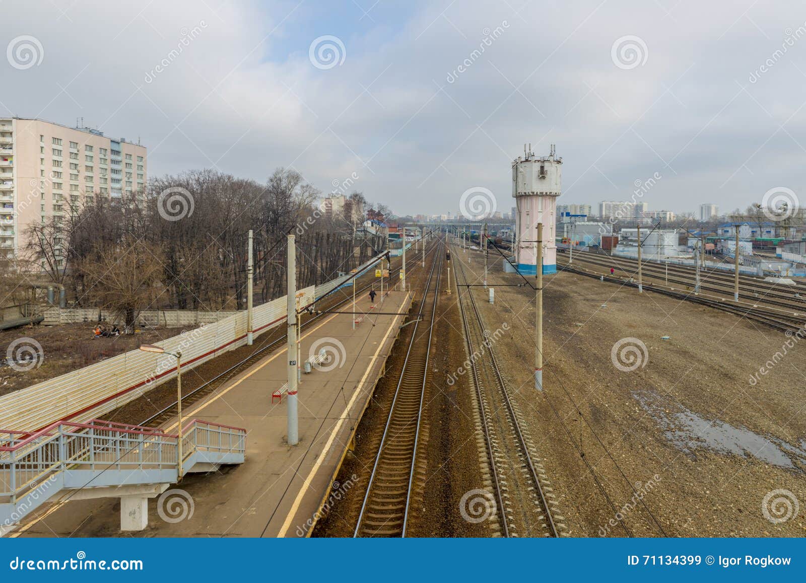 Railway Station in Russia and Freight and Passenger Trains Editorial ...