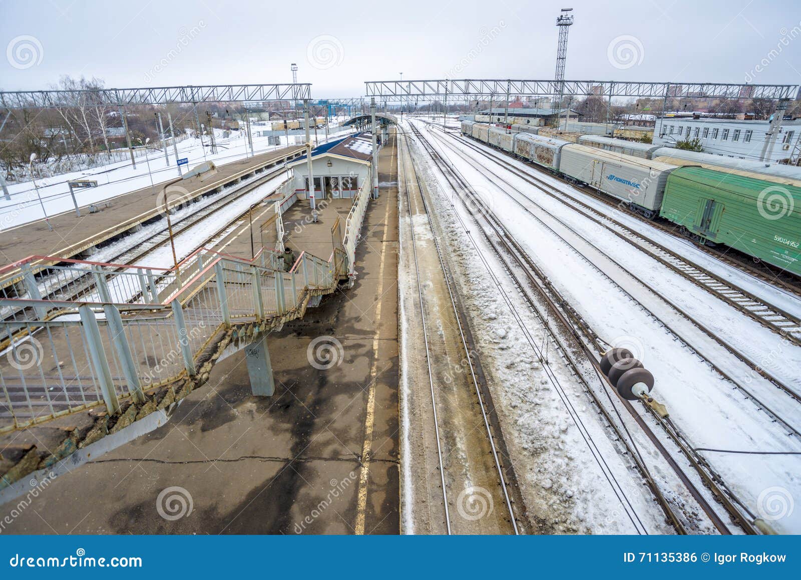 Railway Station in Russia and Freight and Passenger Trains Editorial ...