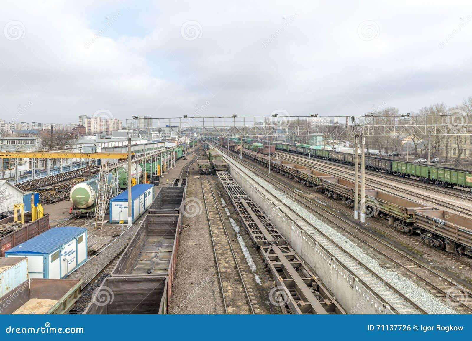Railway Station in Russia and Freight and Passenger Trains Editorial ...