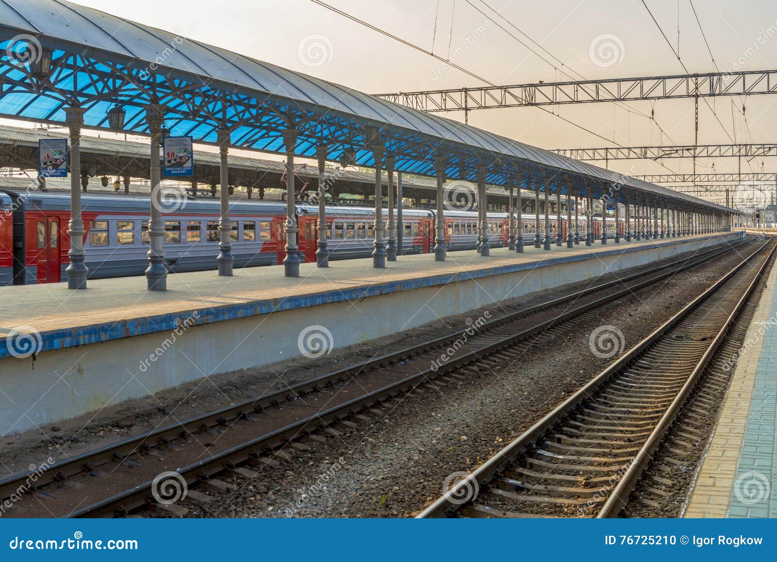 Railway Station in Russia and Freight and Passenger Trains Editorial ...
