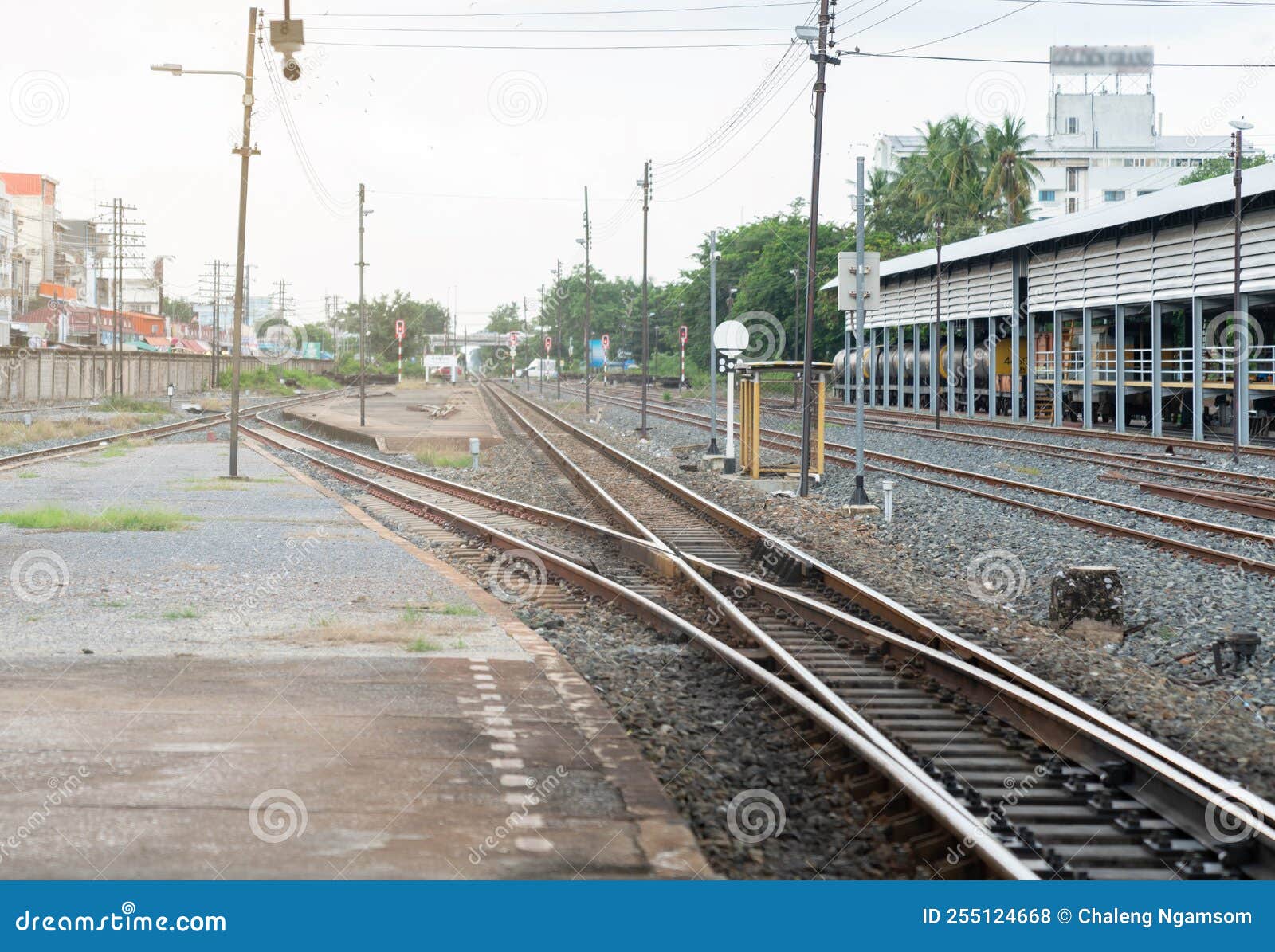 Railway Station Tracks Common Way before Come To Station Stock Photo ...