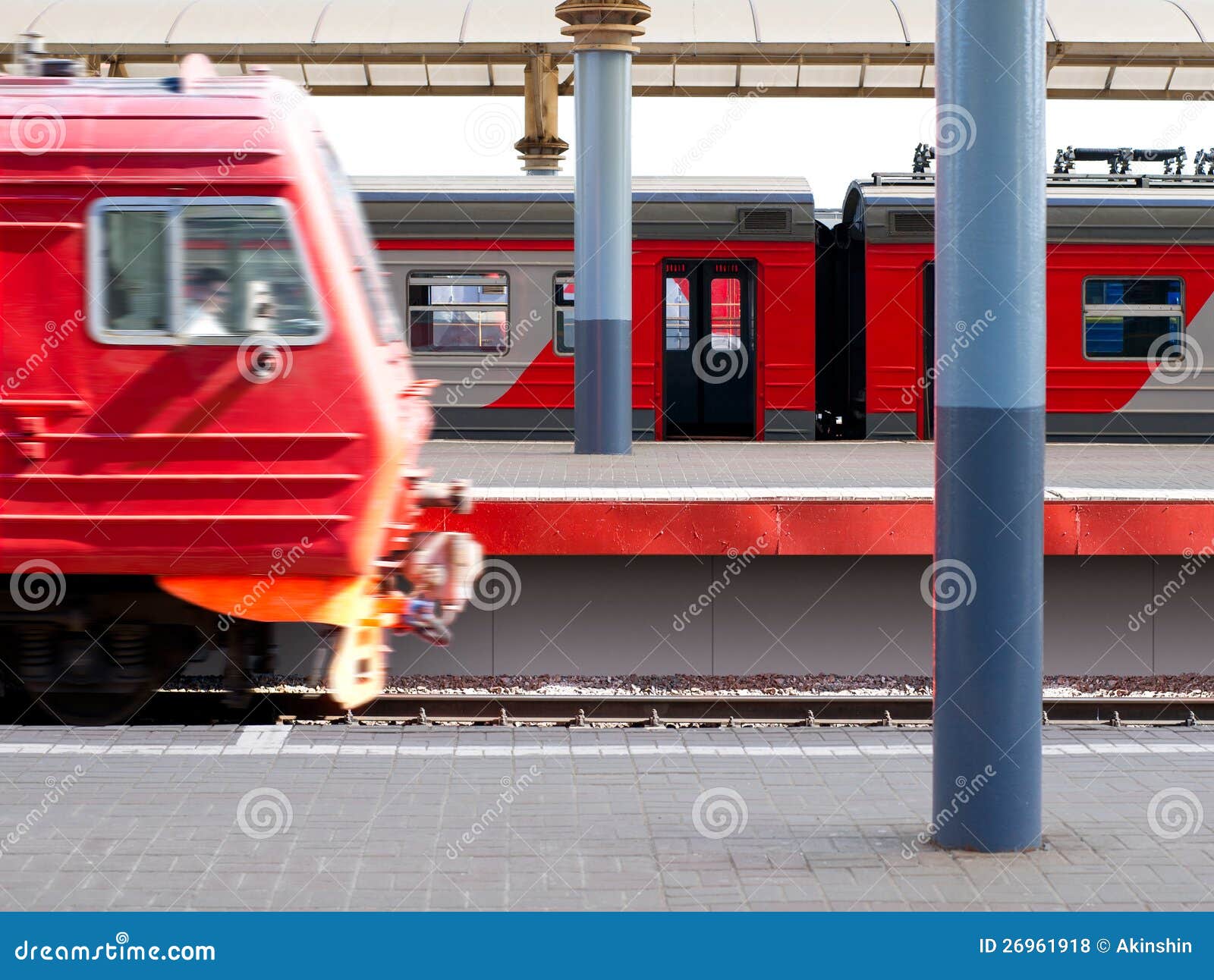 Railway Station. Train Departure. Stock Photo - Image of platform ...