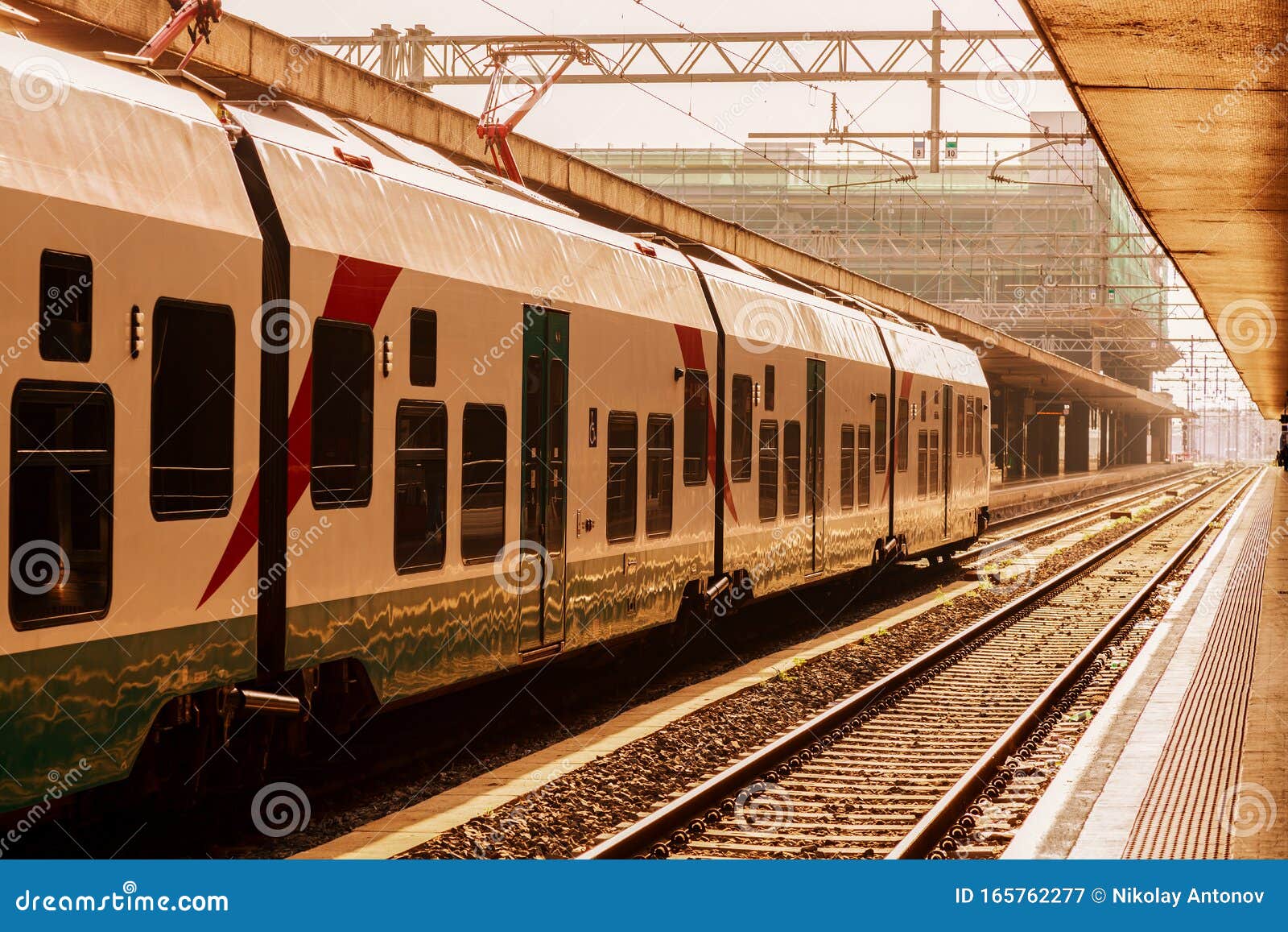 Railway Station with Train in Rome, Italy. Toned Stock Image - Image of ...