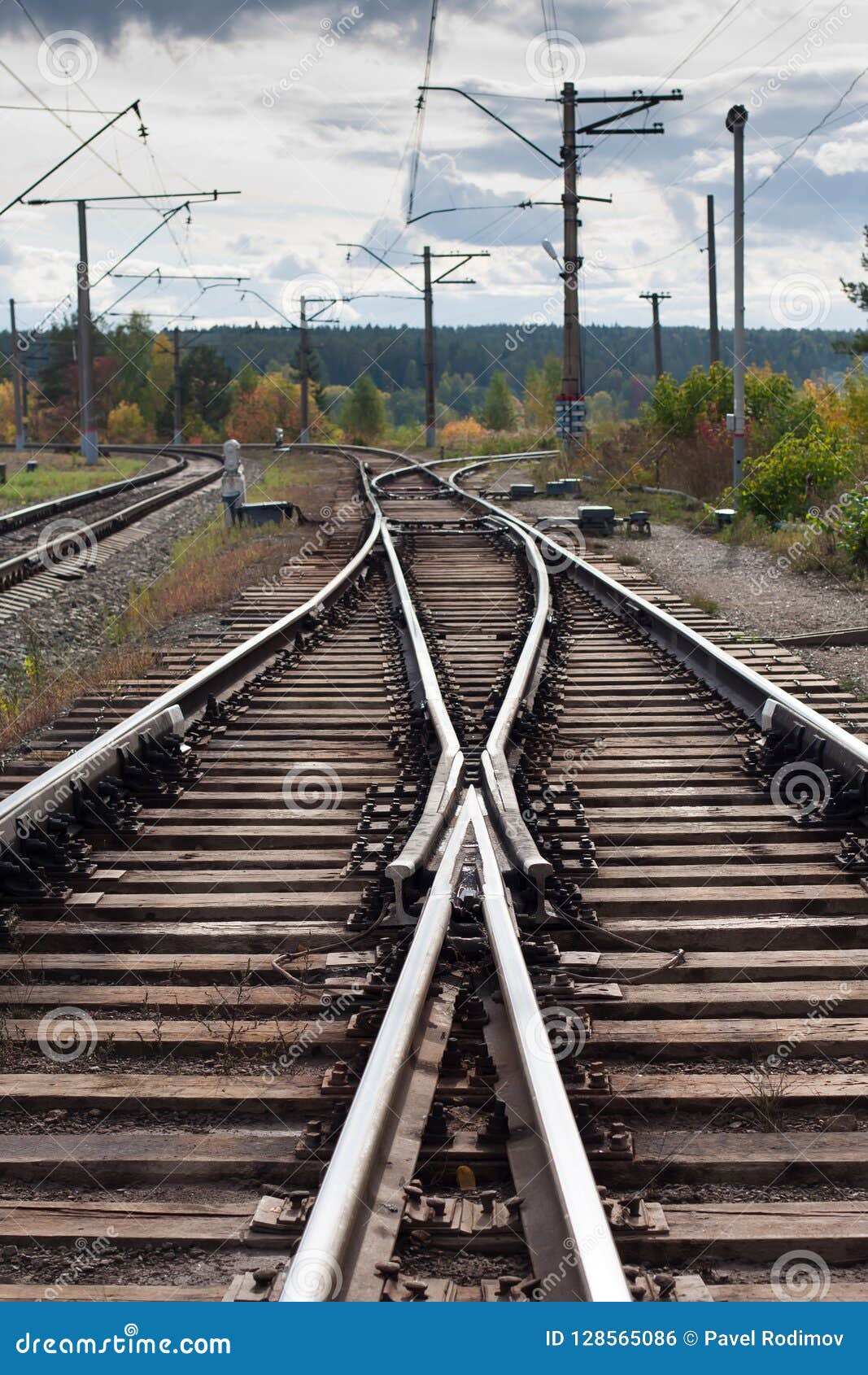 Railway Switch at the Fork in the Tracks Stock Photo - Image of ...