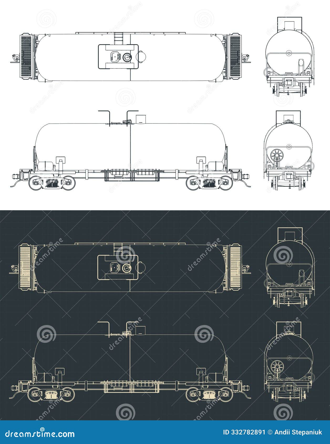 Railway Tank Car Blueprints Stock Vector - Illustration of ...