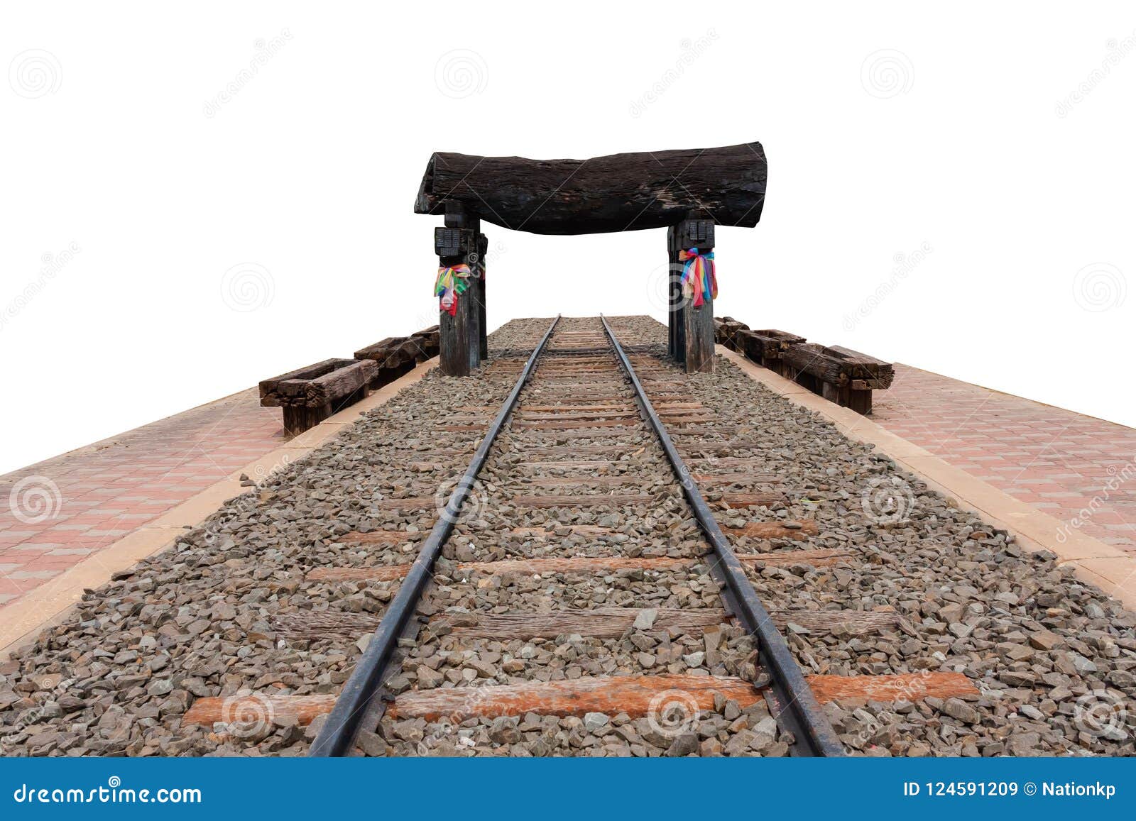 Railway Track with Big Log Landmarks Stock Image - Image of footpath ...