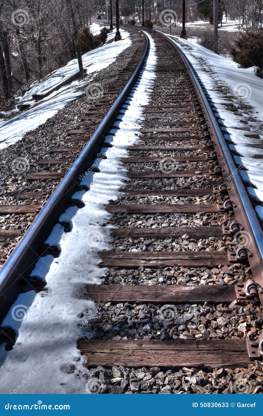 Railway Track Covered with Snow Stock Image - Image of scene, snow ...