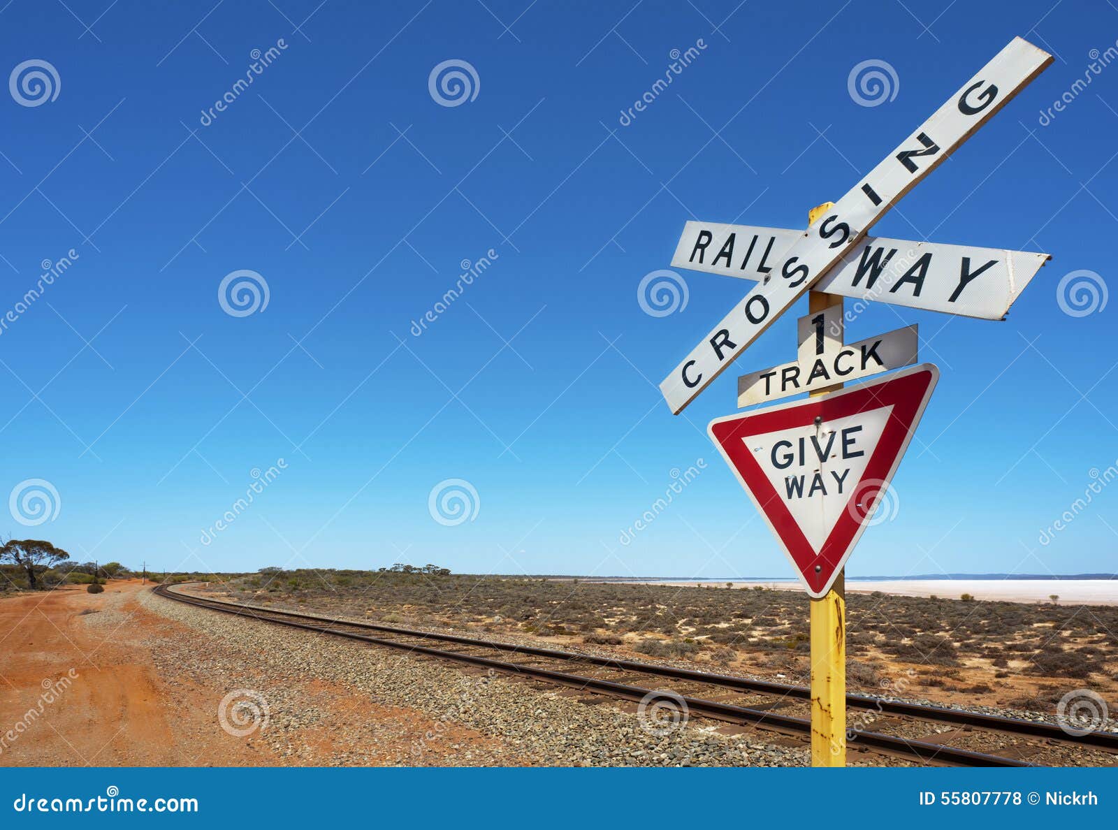 Railway Track and Crossing Sign Stock Photo - Image of cross, alert ...