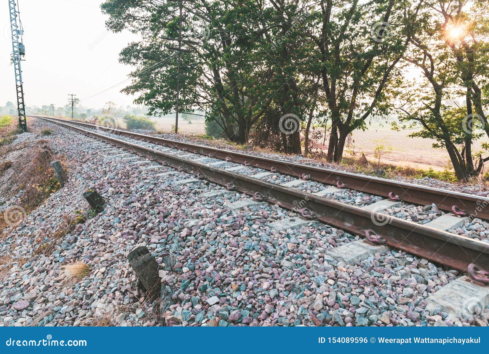 Railway Track on Crushed Stone Stock Photo - Image of track, ground ...