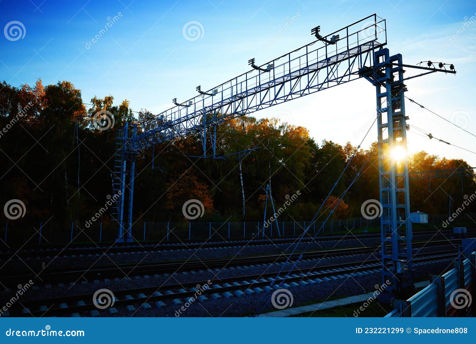 Railway Track during Dramatic Sunset Background Stock Image - Image of ...