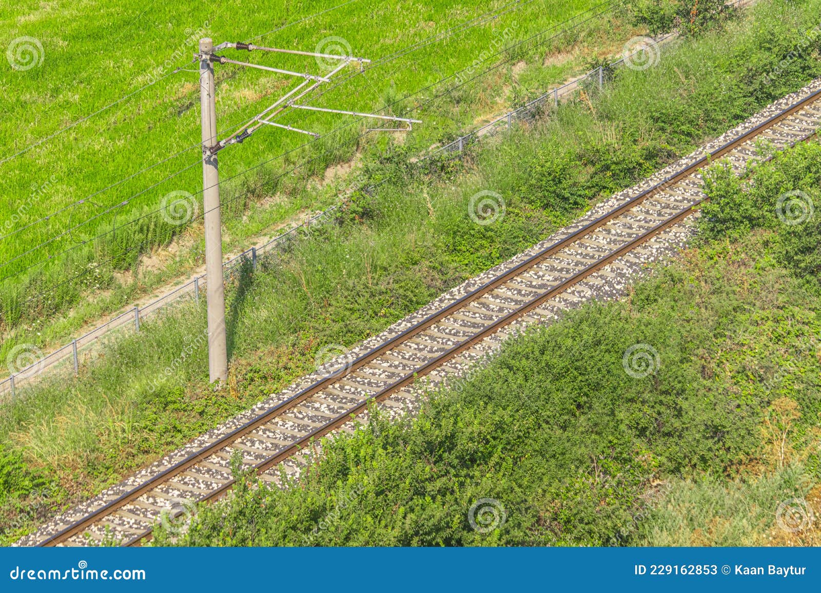 Railway Track Electric Pole Stock Image - Image of pathway, blue: 229162853