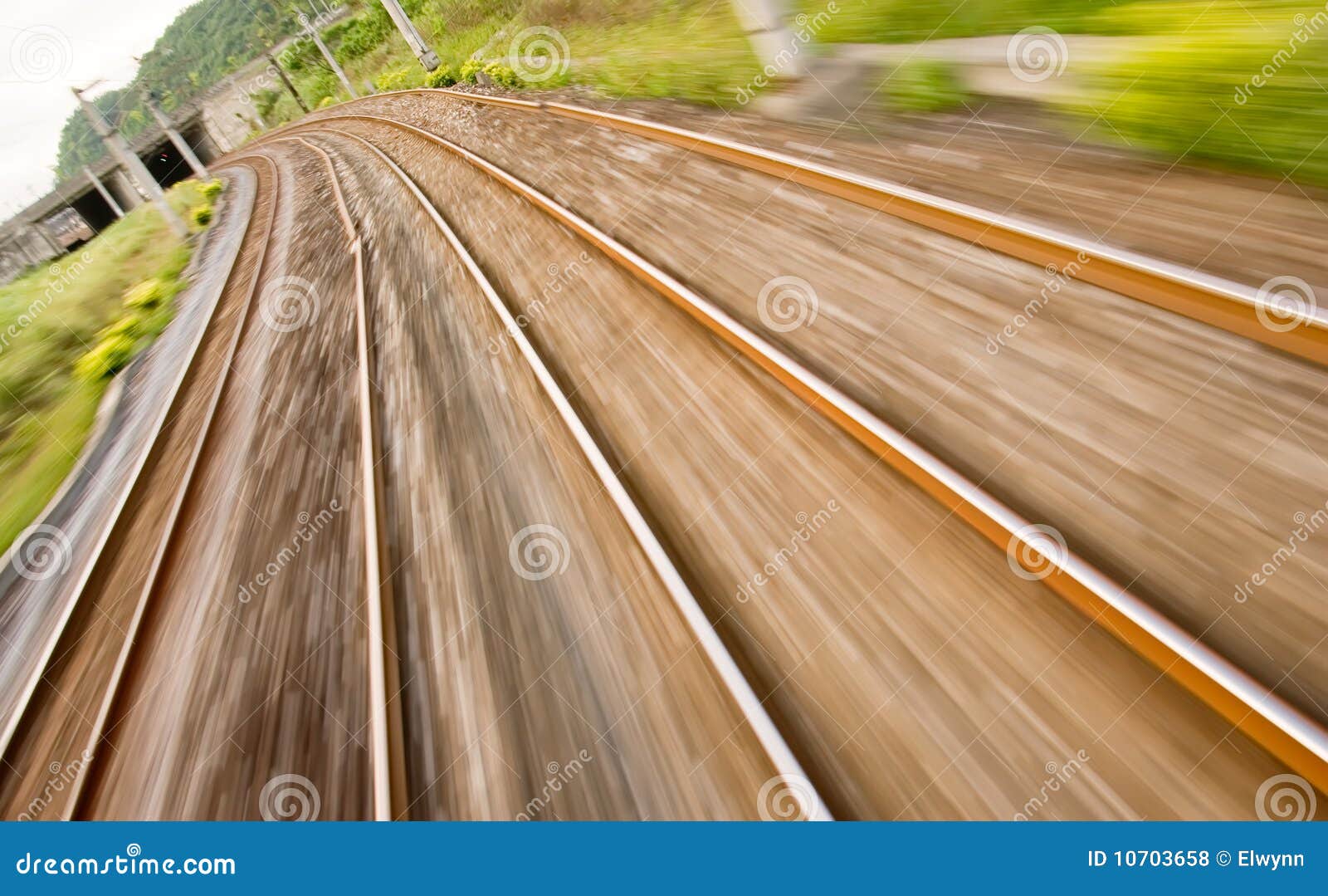 Railway Track with High Speed Motion Blur Stock Photo - Image of ...