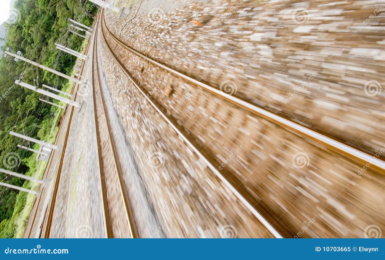 Railway Track with High Speed Motion Blur Stock Image - Image of ...