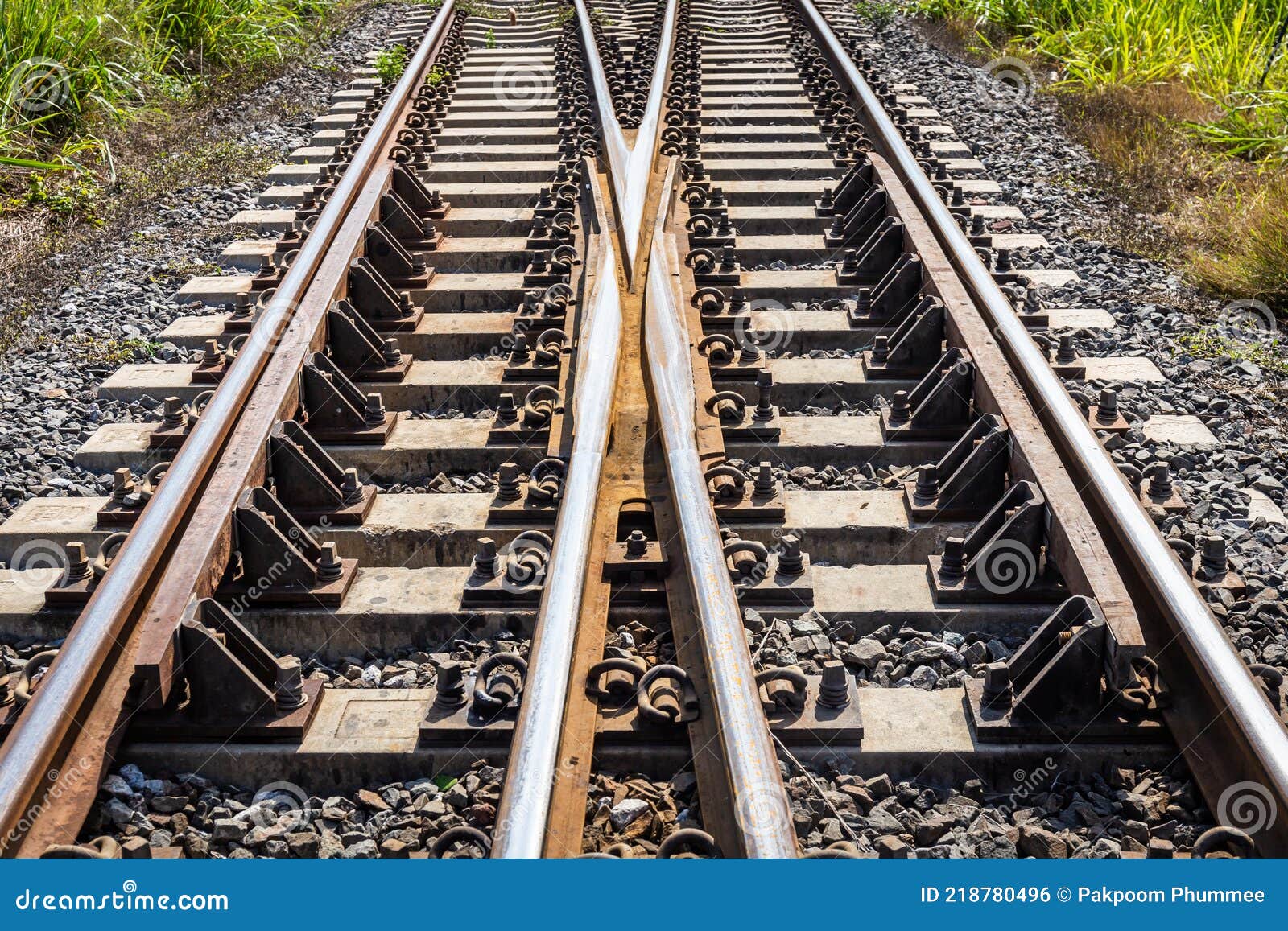 Railway Track Intersection in Countryside Stock Photo - Image of ...