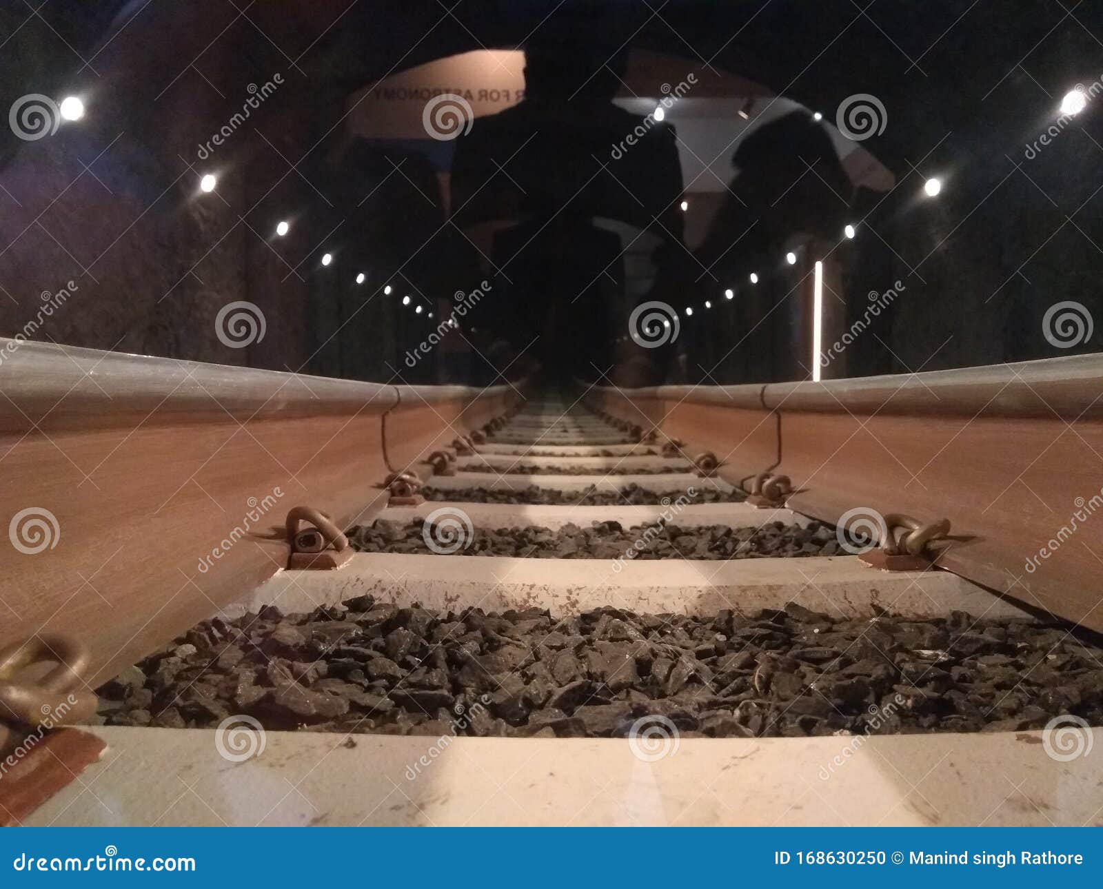 Railway track with lights stock photo. Image of train - 168630250
