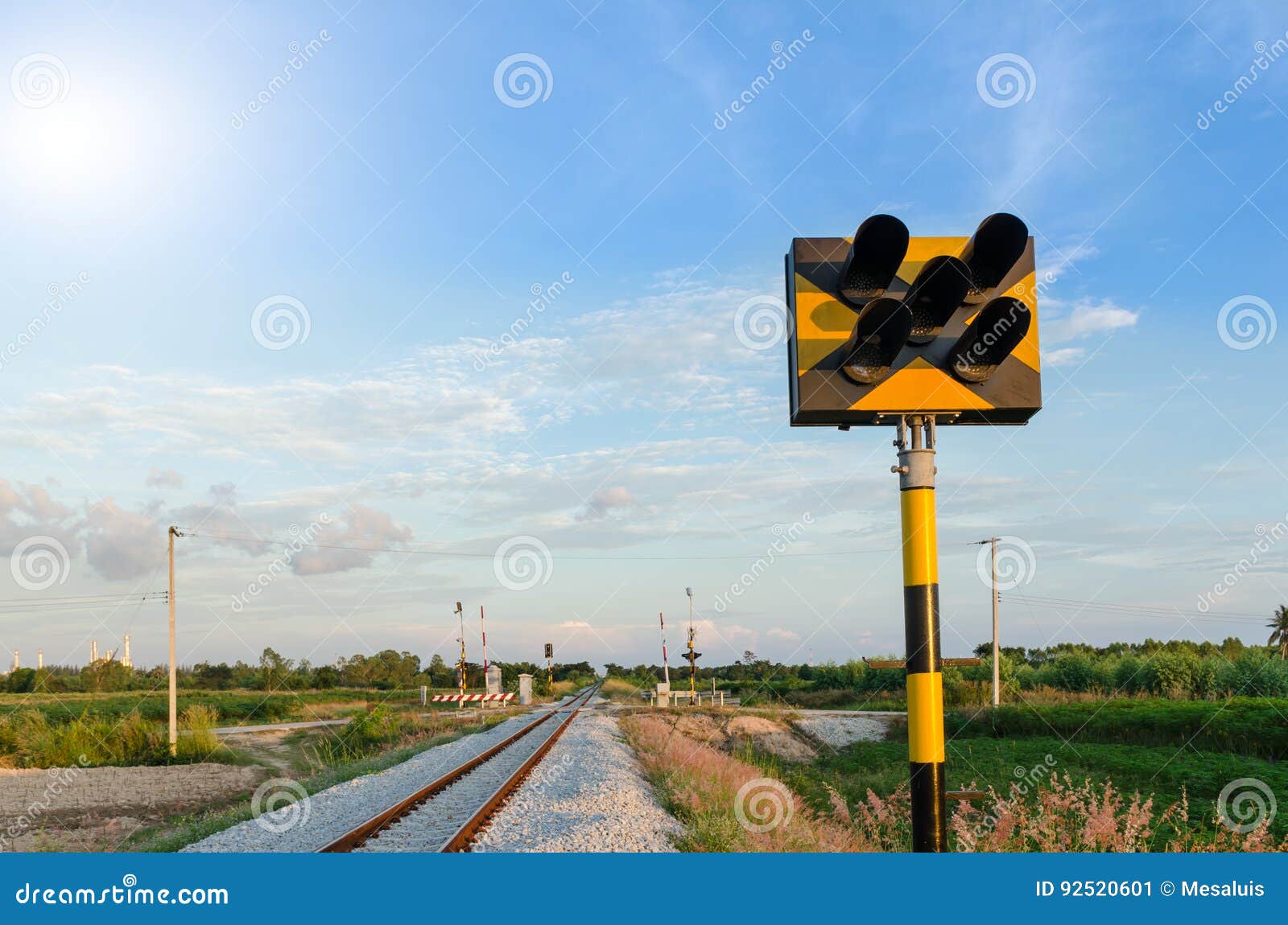 Railway Track for Local Train and Light Signal Stock Image - Image of ...