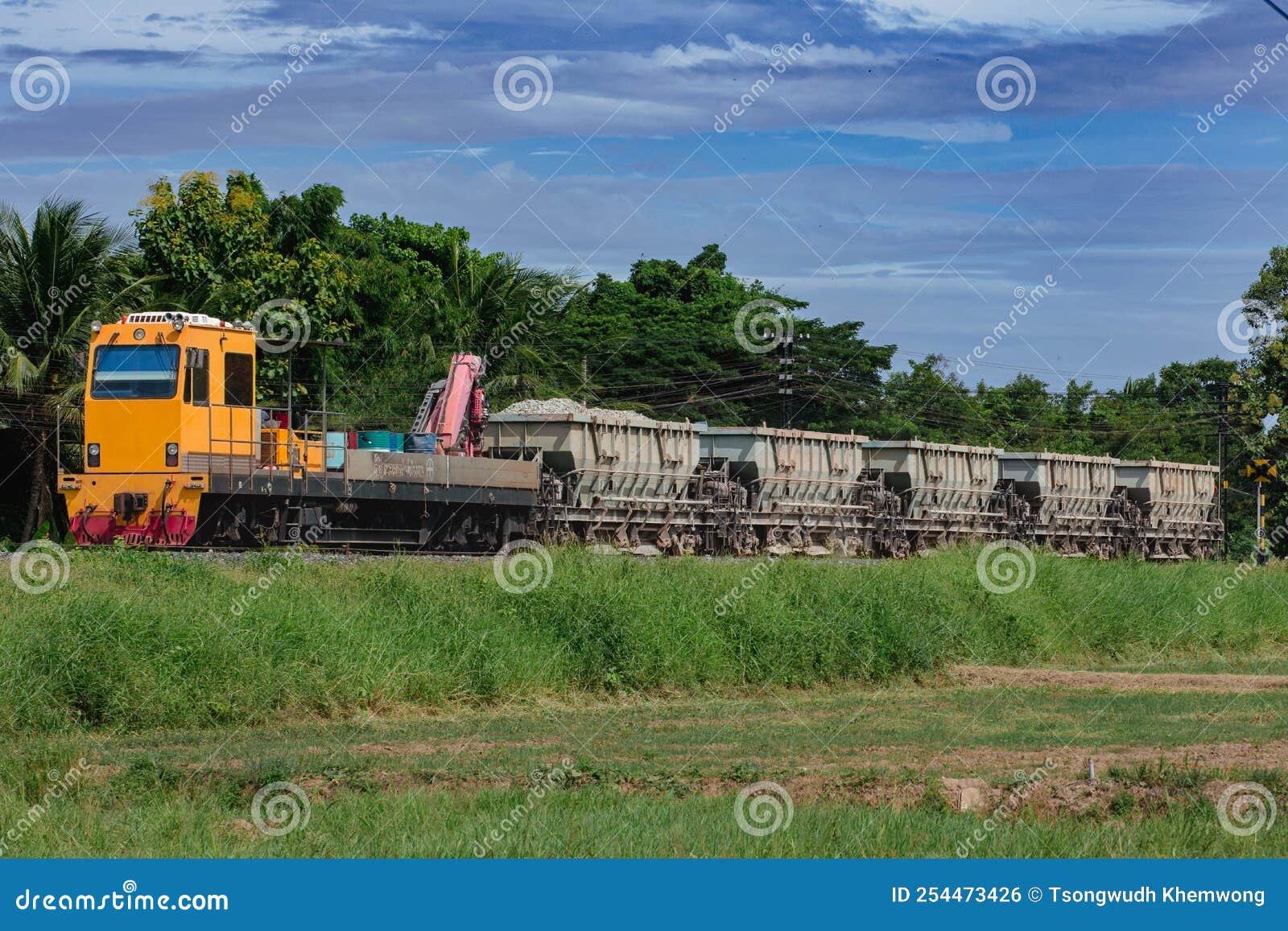 Railway Track Maintenance Machine with Hopper-freight. Stock Photo ...
