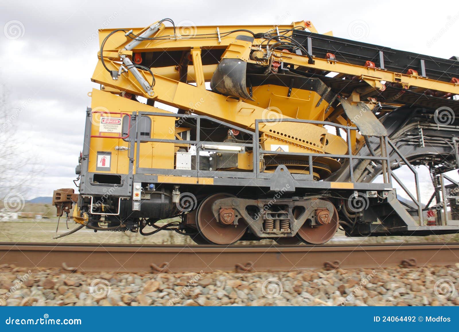 Railway Track Maintenance Vehicle Stock Photo - Image of yellow, update ...