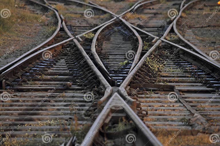 The Railway Track Merging, Set of Points on Railway Train Track Stock ...