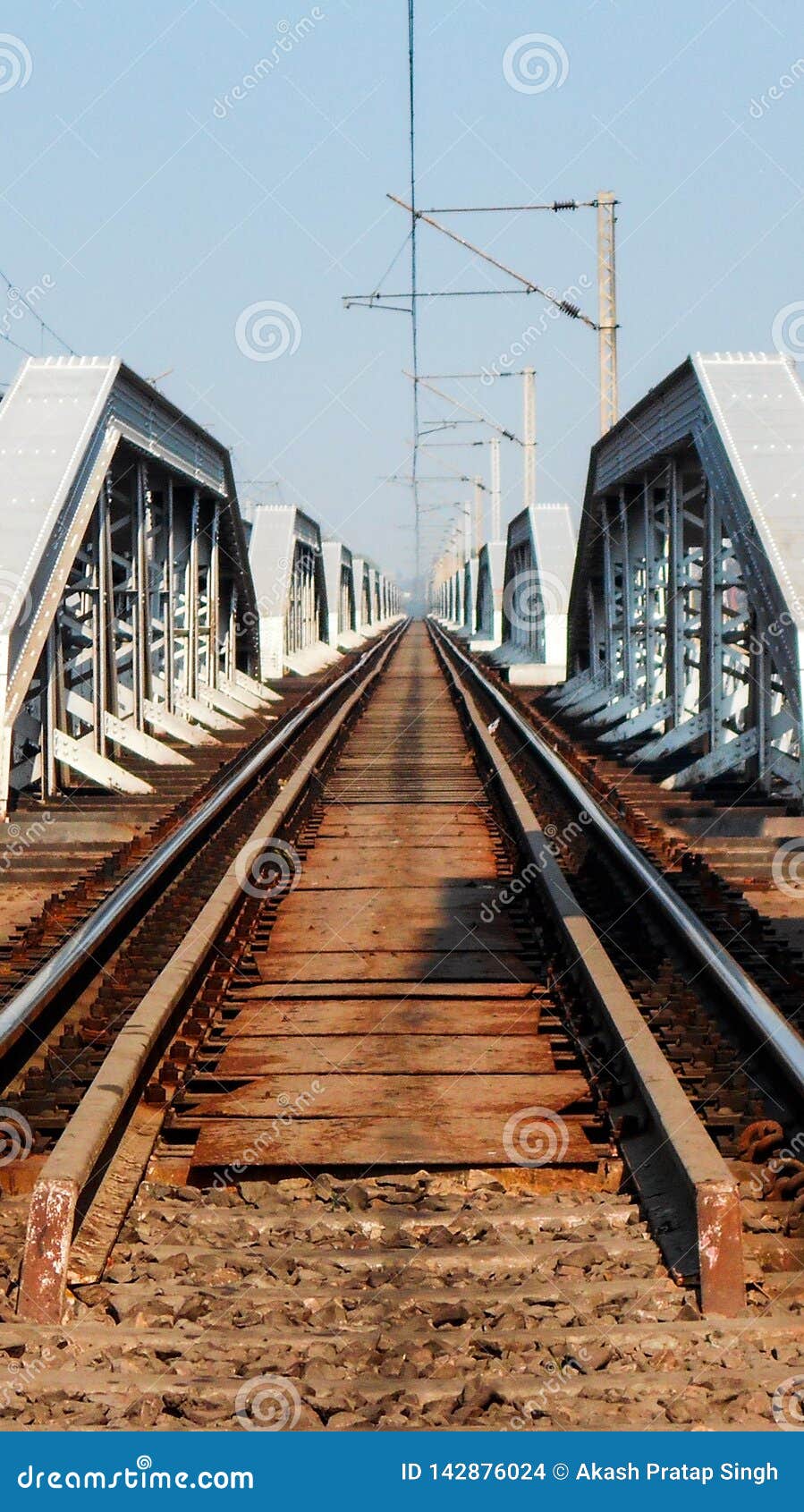 Railway track stock photo. Image of steel, railway, bridge - 142876024