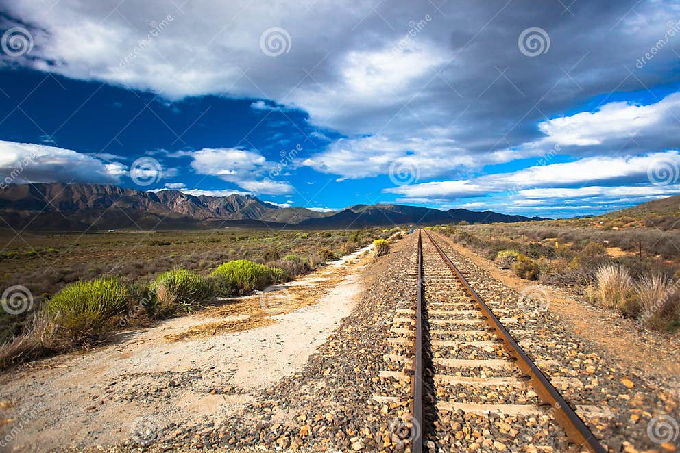 Railway Track Mountains Landscape Stock Photo - Image of landscape ...