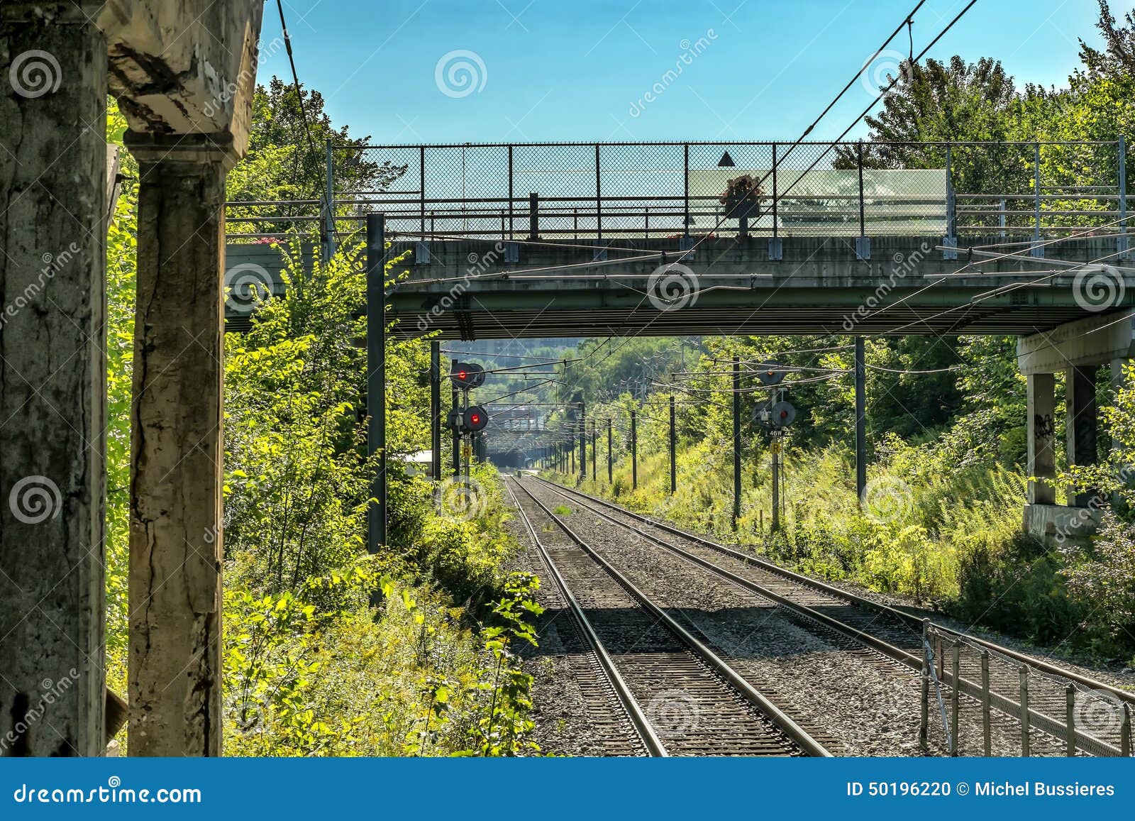 Railway track and overpass stock photo. Image of landscape - 50196220