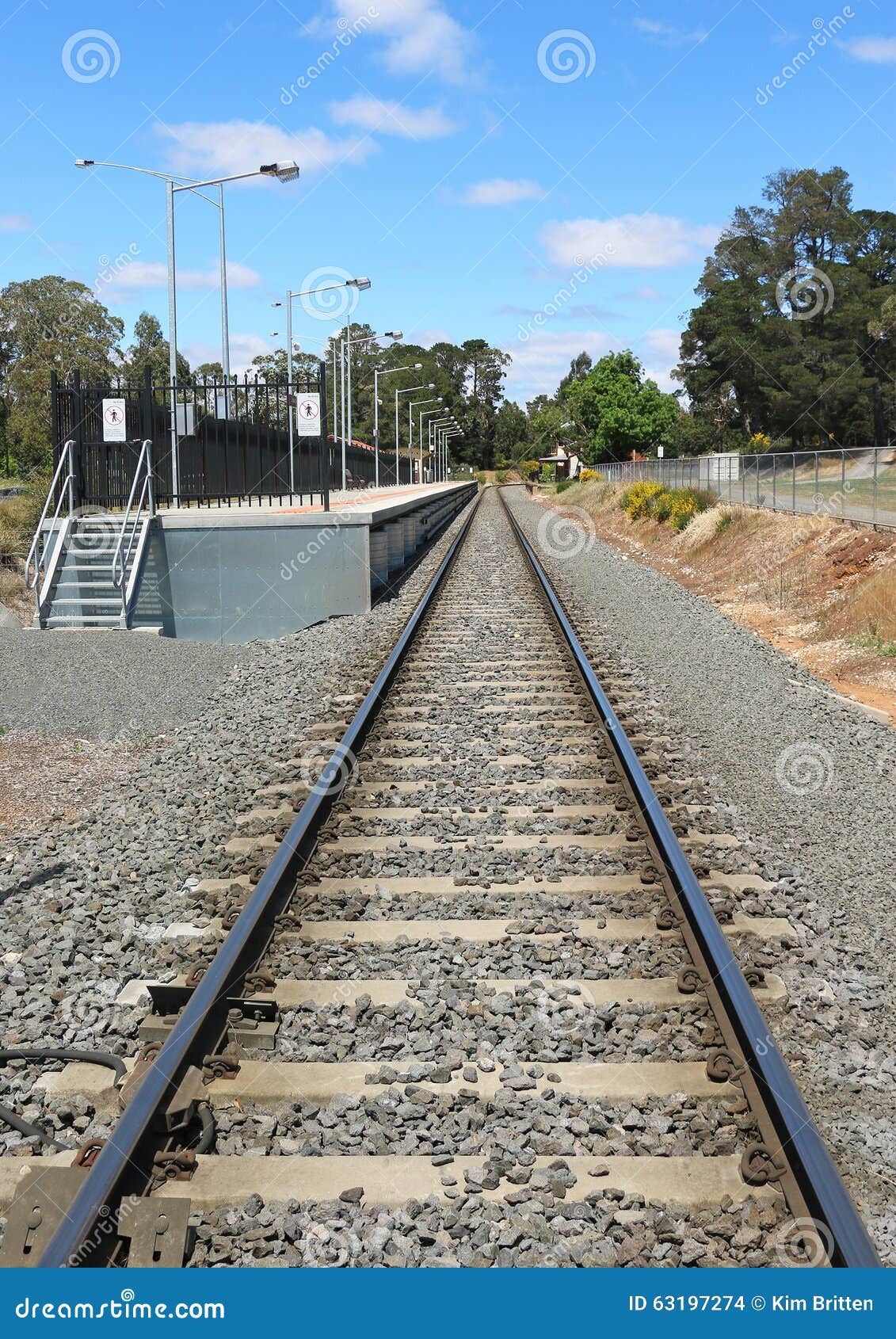 Railway Track and Platform with Blue Sky Stock Photo - Image of stone ...