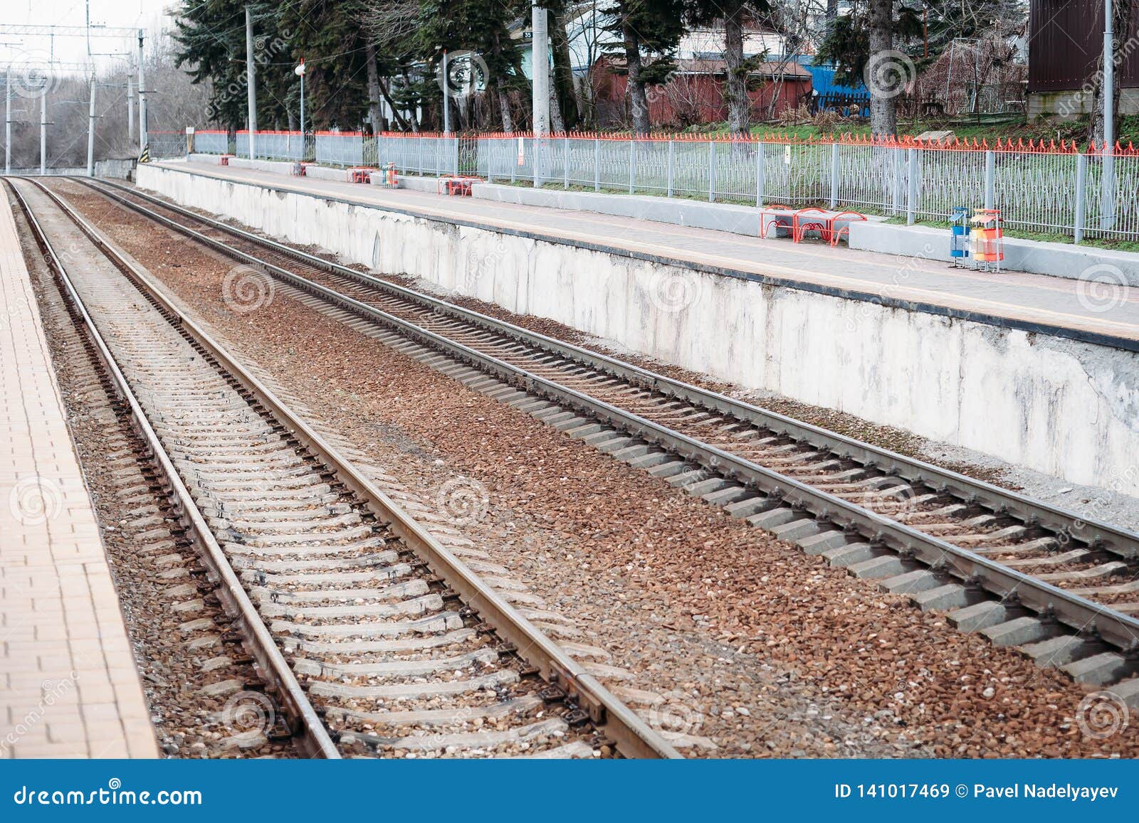 The Railway Track, the Platform Stock Image - Image of railroad, line ...