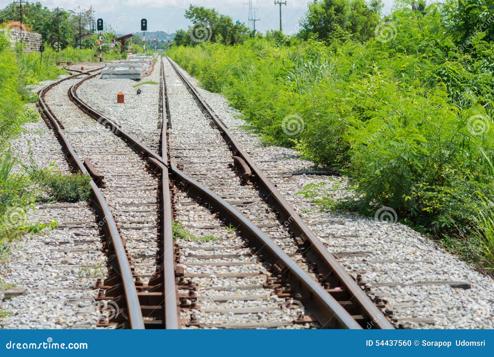 Railway Track, Railroad Junction Stock Photo - Image of long, metal ...