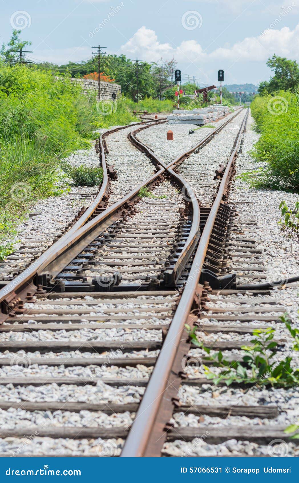 Railway Track, Railroad Junction Stock Image - Image of junction ...
