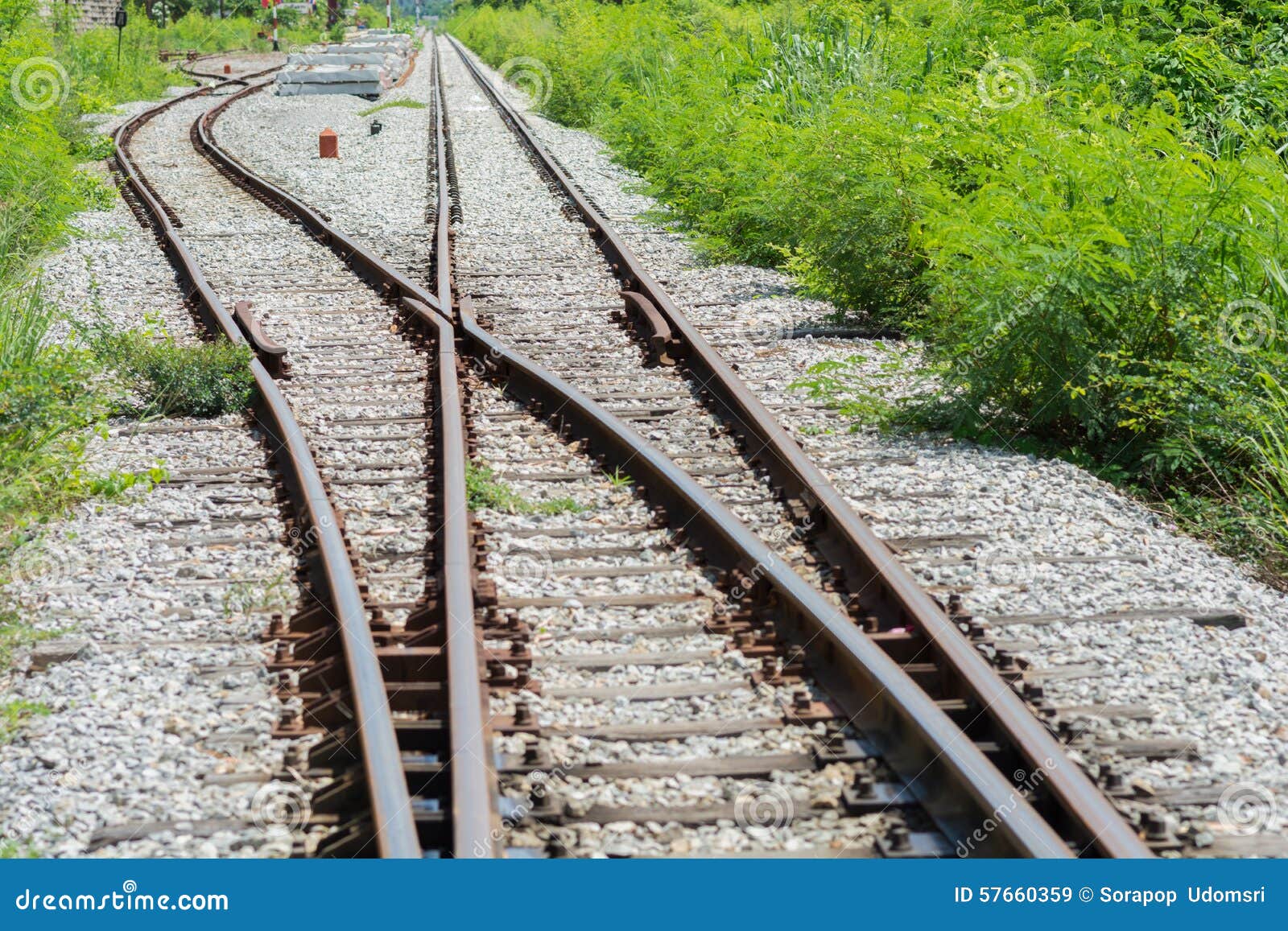 Railway Track, Railroad Junction Stock Image - Image of crossing, path ...